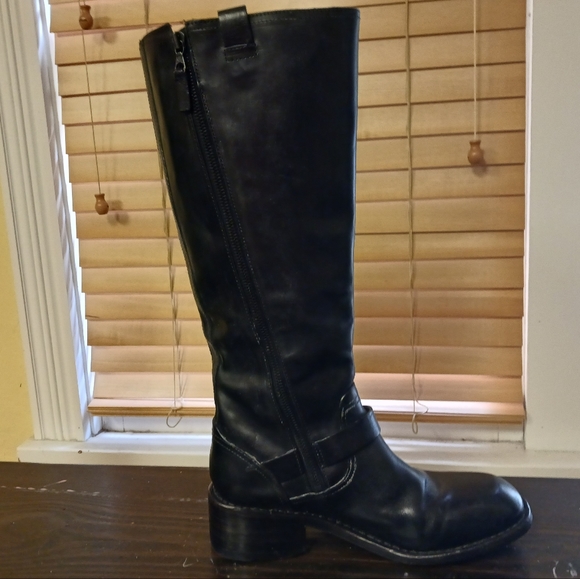 rag & bone | Shoes | Rag Bone Black Leather Wooden Sole Riding Tall Zip ...